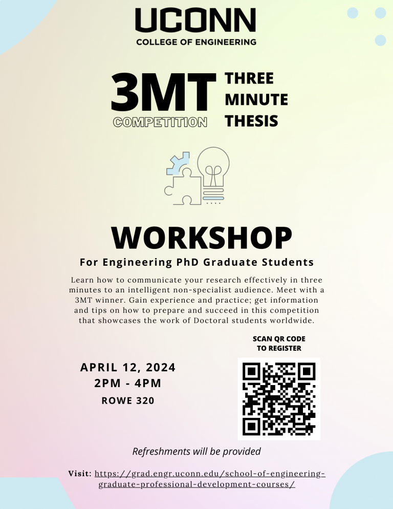 3 Minute Thesis Workshop for Engineering PhD Students: April 12th | Graduate Programs